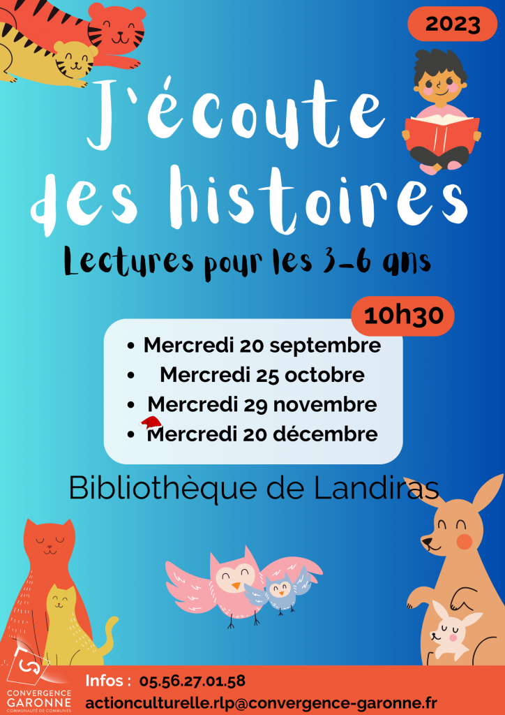 J’écoute des histoires pour les enfants de 3 à 6 ans. - Commune de Landiras